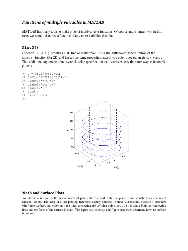 Matlab Plotting Lecture | PDF | Maxima And Minima | Integral