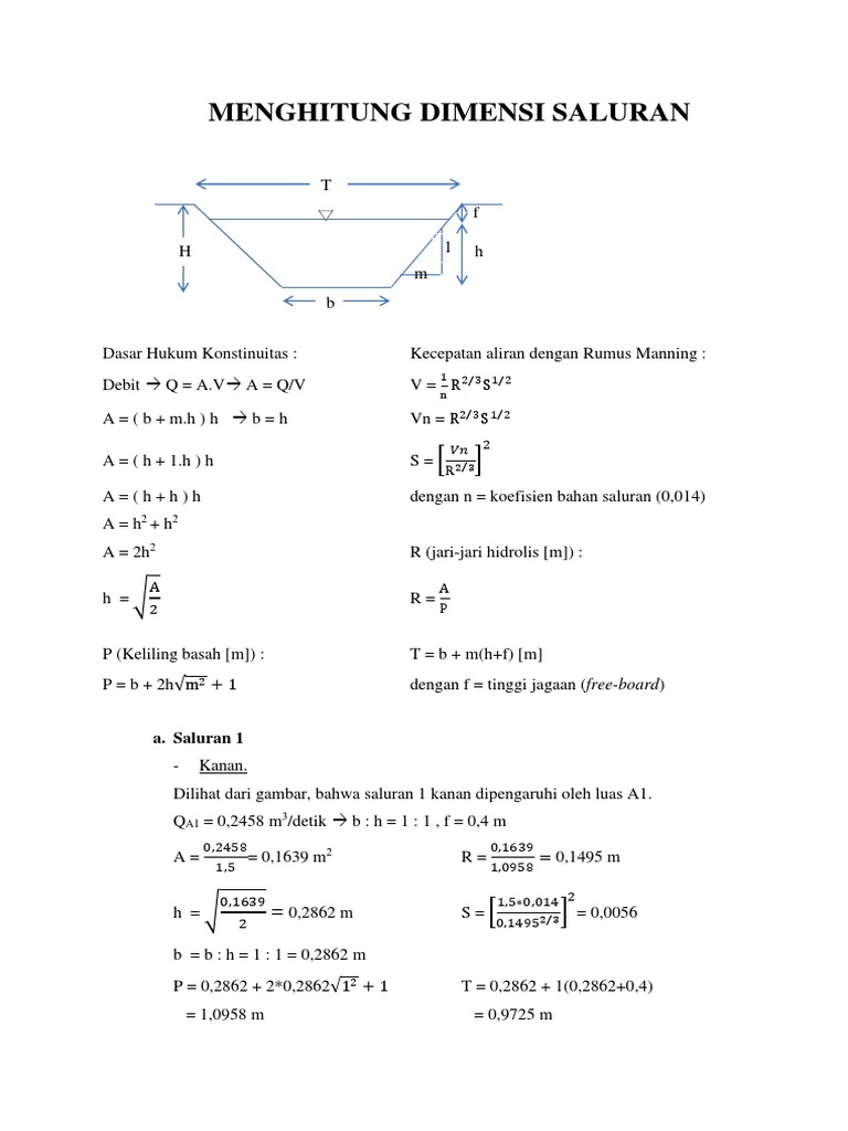 Menghitung Dimensi Saluran | PDF