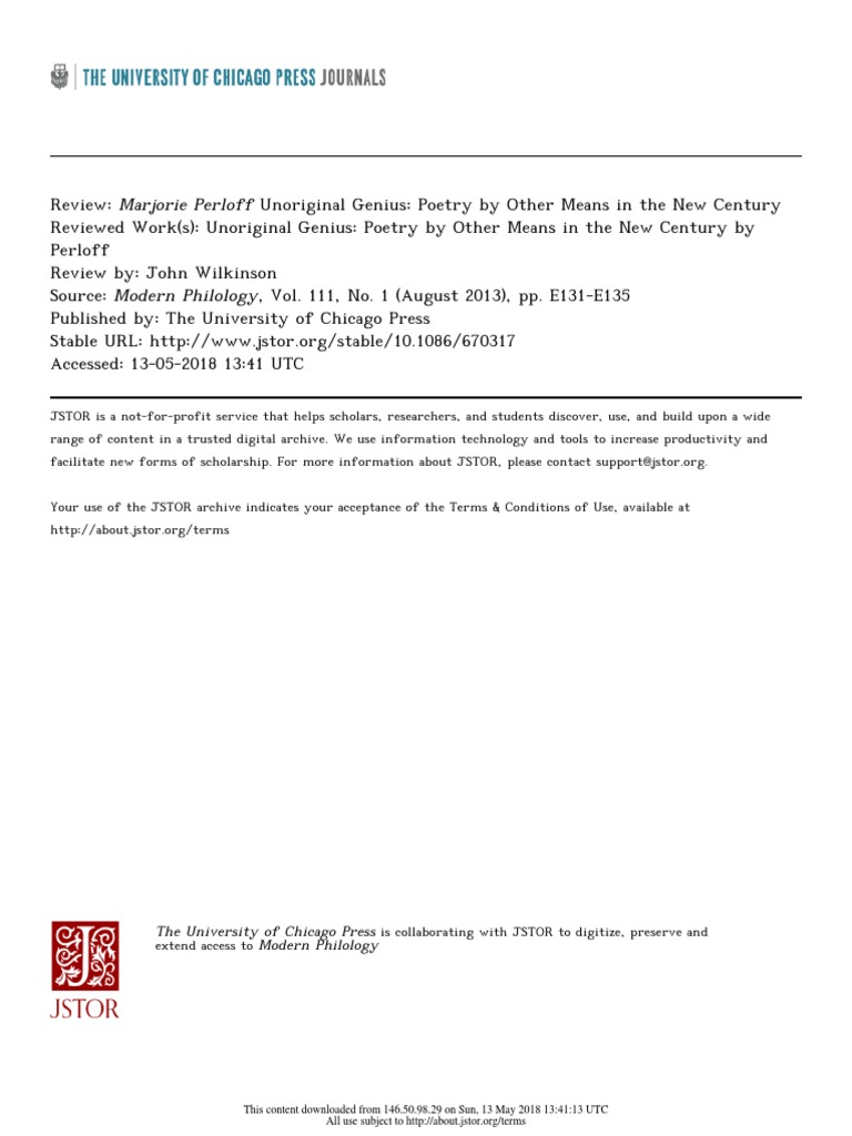 Unoriginal Genius - Poetry by Other Means in The New Century | PDF ...
