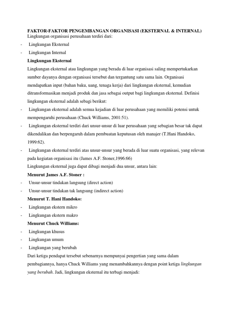 Faktor Internal dan Eksternal Organisasi | PDF