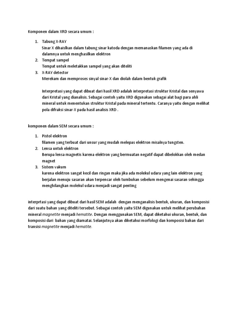 Komponen Utama Alat XRD dan SEM | PDF | Teknologi & Rekayasa