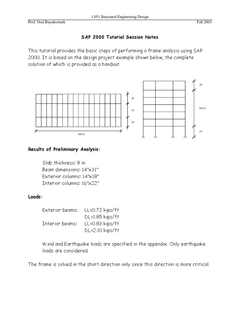 SAP 2000 Tutorial Session Notes | PDF | Structural Load | Structural ...