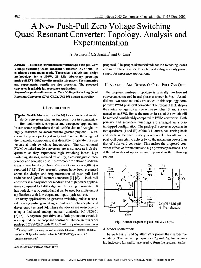 A New Push Pull Zero Voltage Switching Quasi Resonant Converter ...