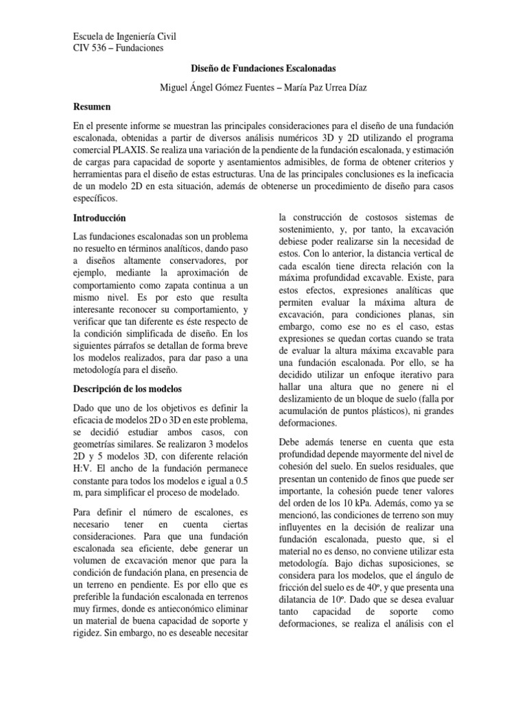 Diseño de Fundaciones Escalonadas | PDF | Fricción | Diseño
