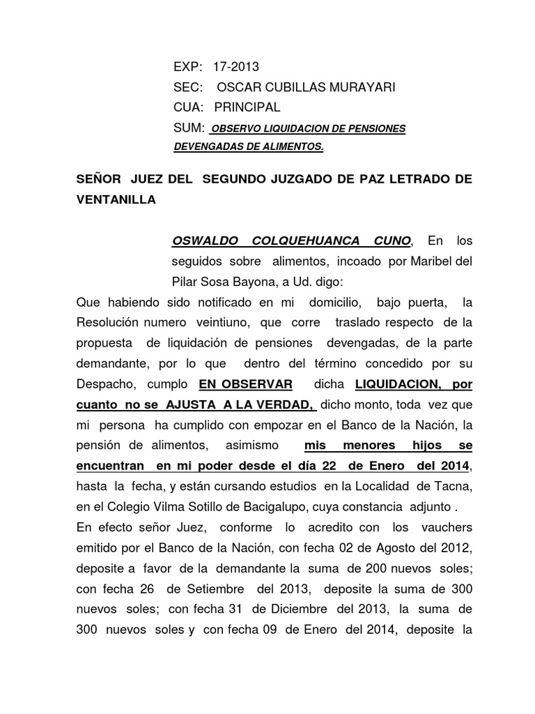 Observacion de Liquidacion Kolk Ventanilla | PDF | Bancos