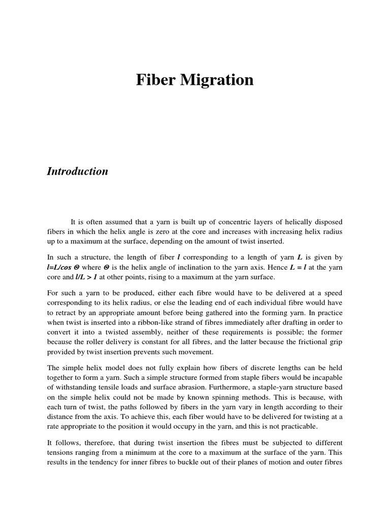 Fiber Migration | PDF | Spinning (Textiles) | Yarn