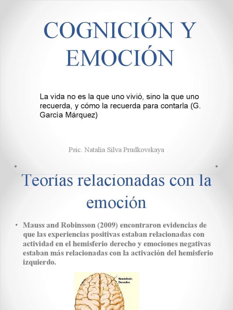 Cognición Y Emoción Pdf Neuropsicología Las Emociones