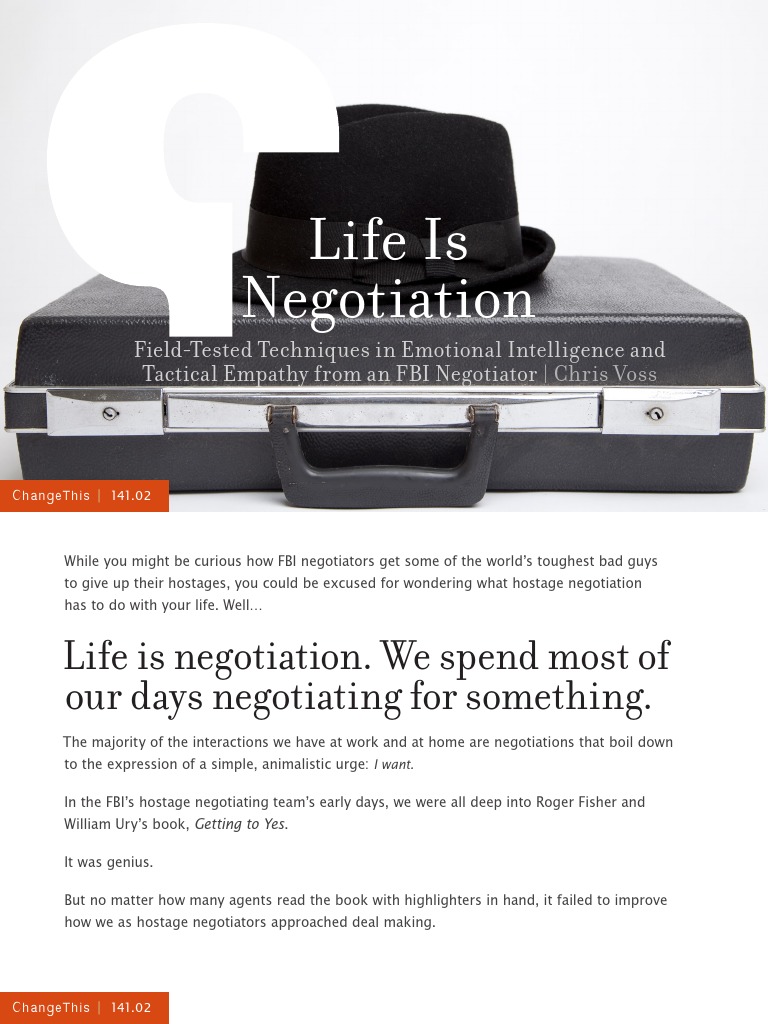 Life Is Negotiation (Slideshow - Chris Voss) | PDF | Negotiation ...