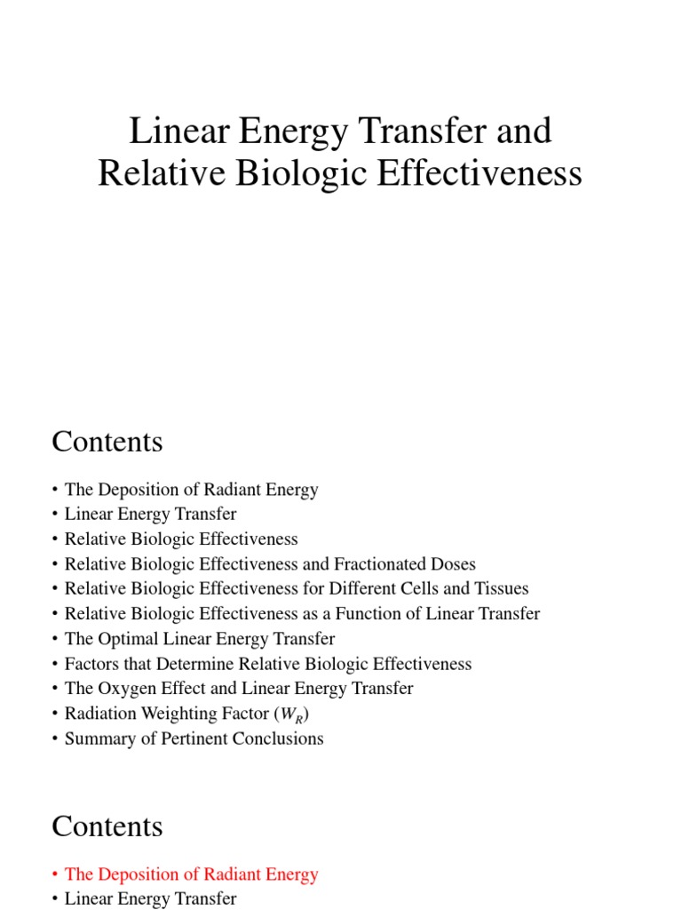 Chapter 7 Linear Energy Transfer and Relative Biologic Effeciveness ...
