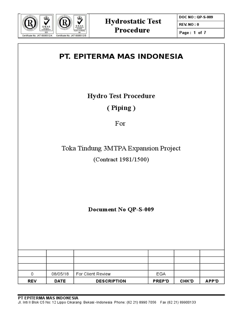 'Hydrostatic Procedure | PDF | Valve | Pressure