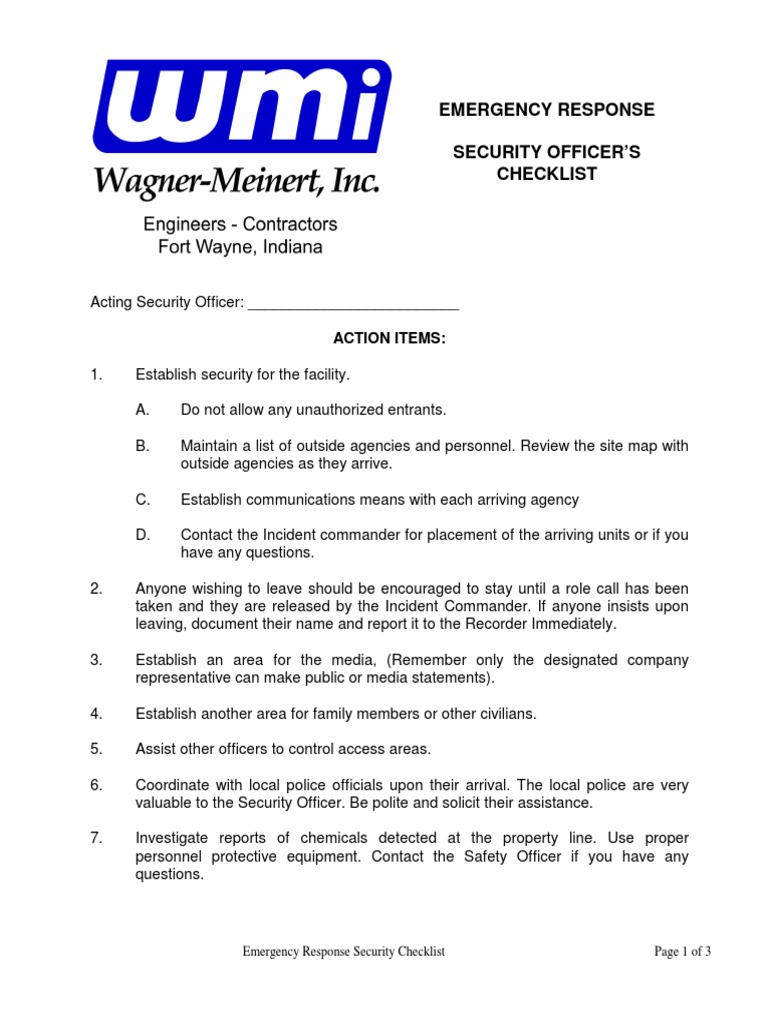 Security Checklist PDF | PDF | Police | National Security