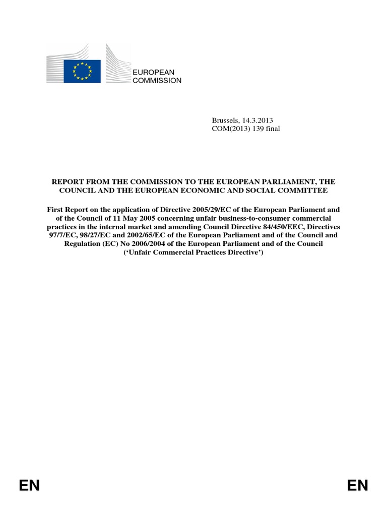Ucpd Report en | PDF | Directive (European Union) | European Court Of ...