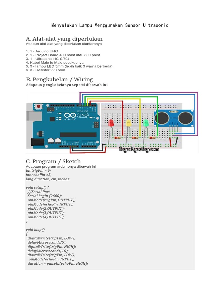 Menyalakan Lampu Menggunakan Sensor Ultrasonic | PDF