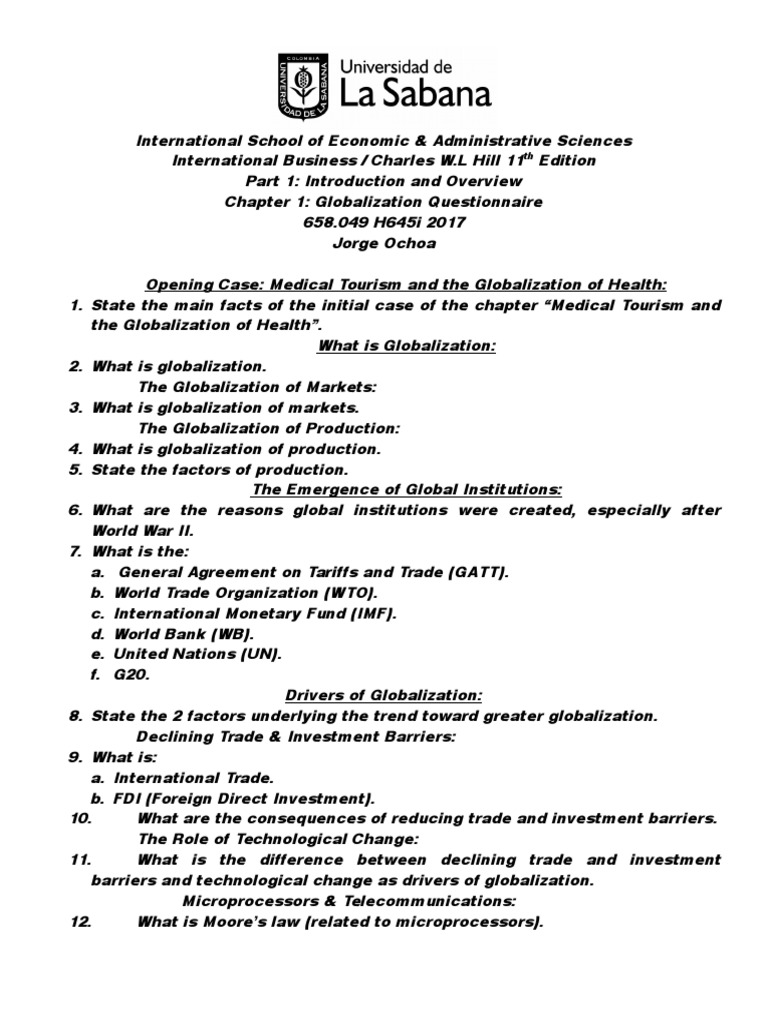 1.globalization Questionnaire (11th Ed) | PDF | Globalization | Foreign ...