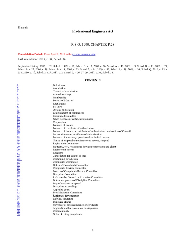 Professional Engineers Act | PDF | License | Architect