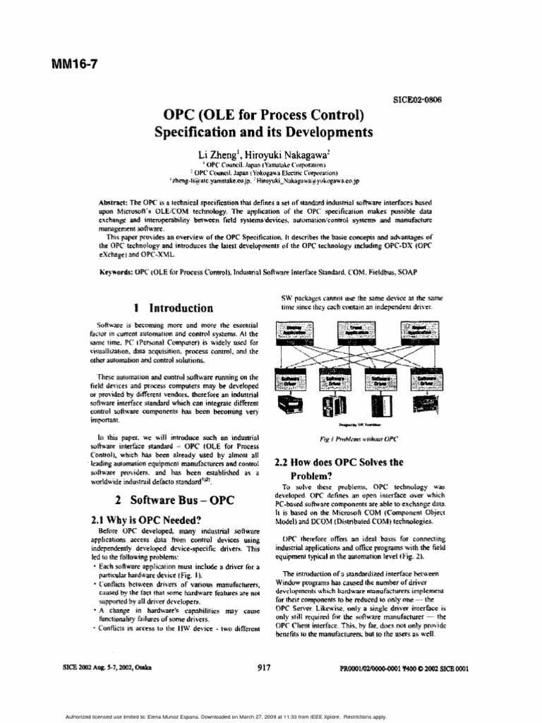 (OLE For Process Control) Specification and Its Developments | PDF ...