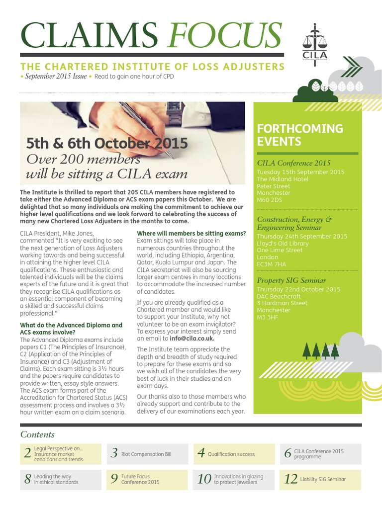 CILA Claims Focus Sep 2015 v4 PDF | PDF | Insurance | Test (Assessment)