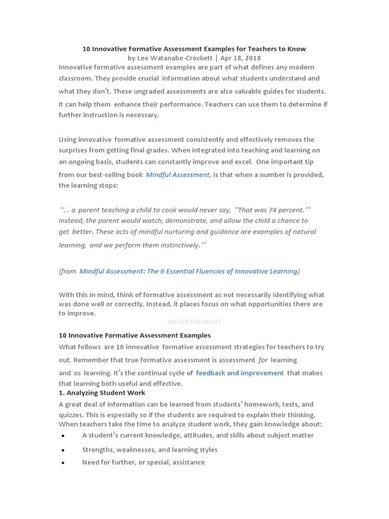 10 Innovative Formative Assessment Examples For Te | PDF | Educational ...