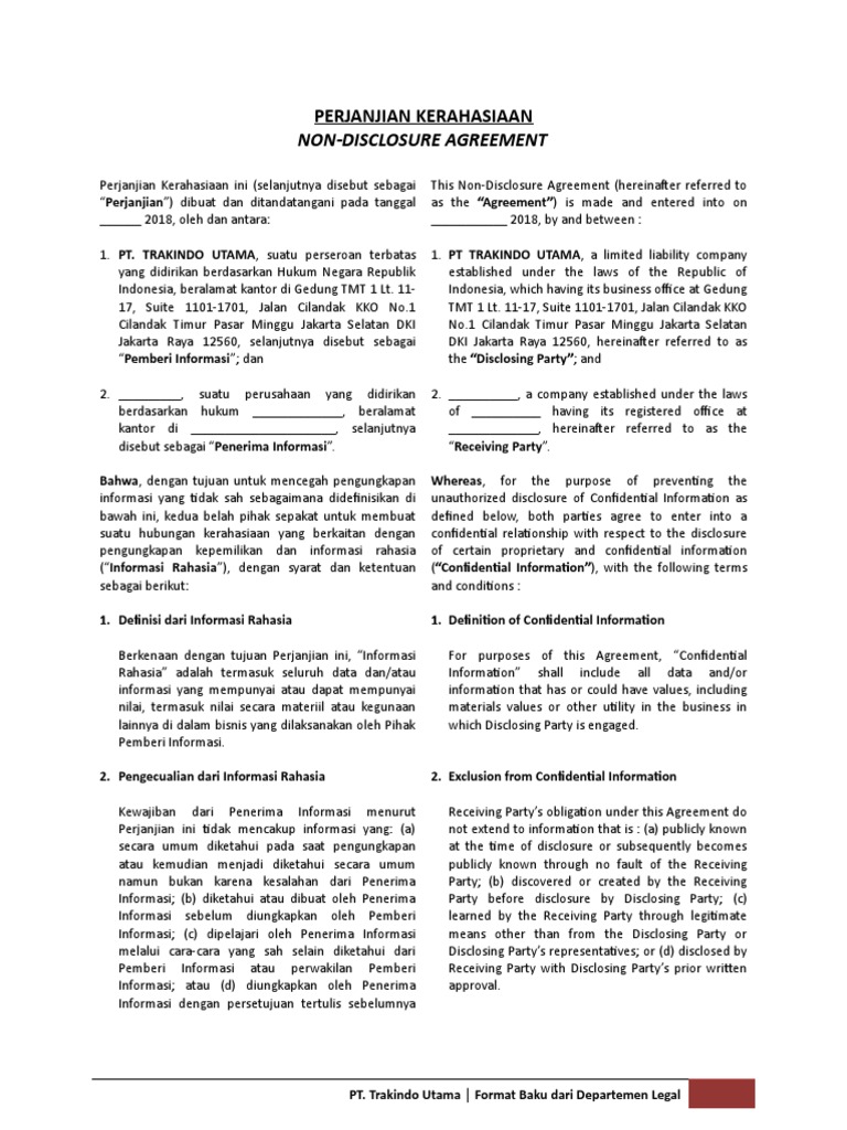 Surat Pernyataan Vendor - Non Gratifikasi - Bilingual (New) | PDF