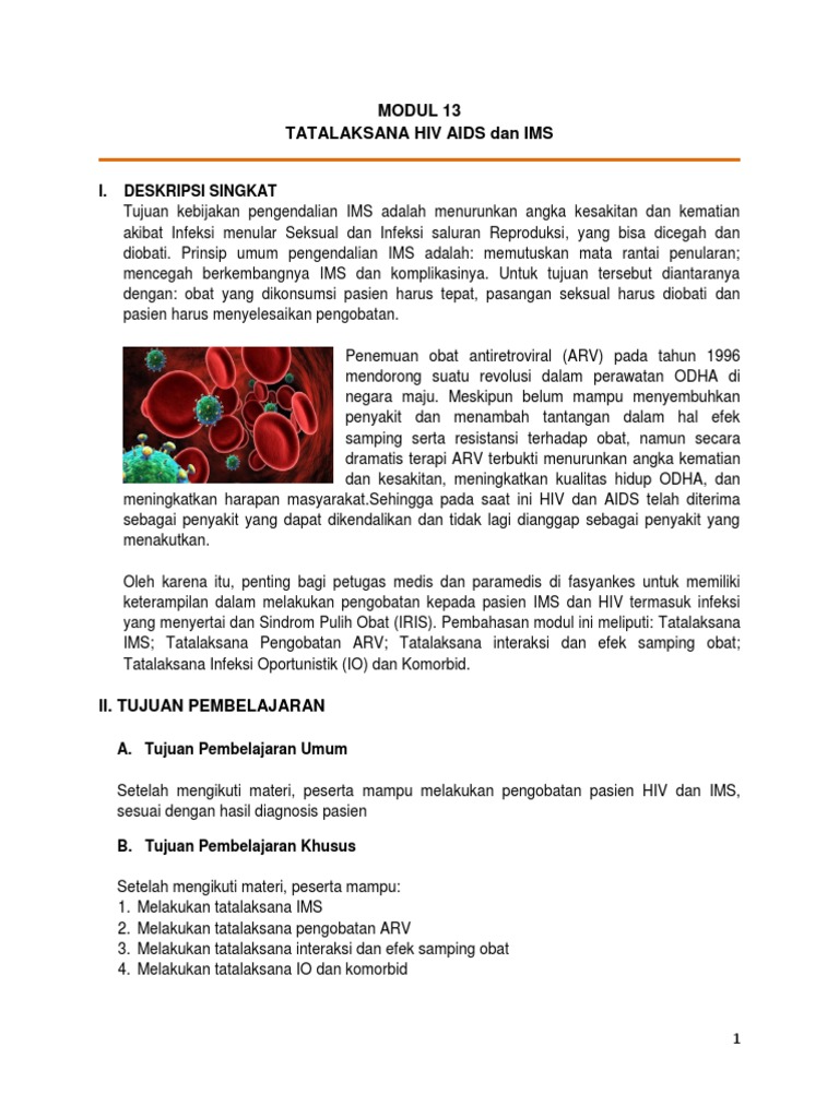 MODUL - 13 Tatalaksana HIV AIDS Dan IMS PDF | PDF
