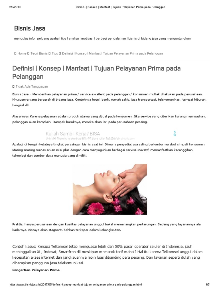 Definisi - Konsep - Manfaat - Tujuan Pelayanan Prima Pada Pelanggan | PDF