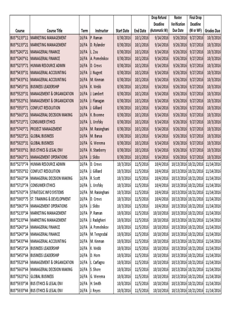 16FA EMBA Short Schedule PDF | PDF | Marketing | Business Economics