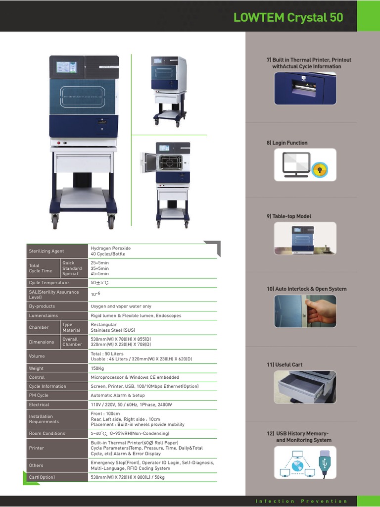 LOWTEM Crystal 50 Tabletop Sterilizer Features | PDF | Computing And ...