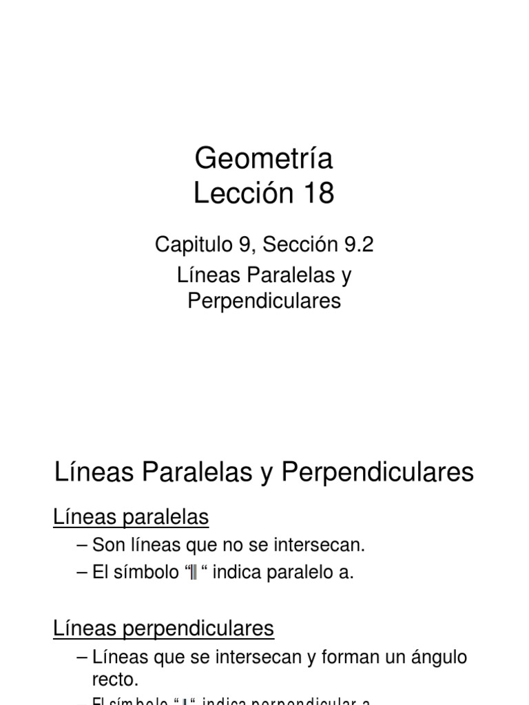 Líneas Paralelas y Perpendiculares | PDF