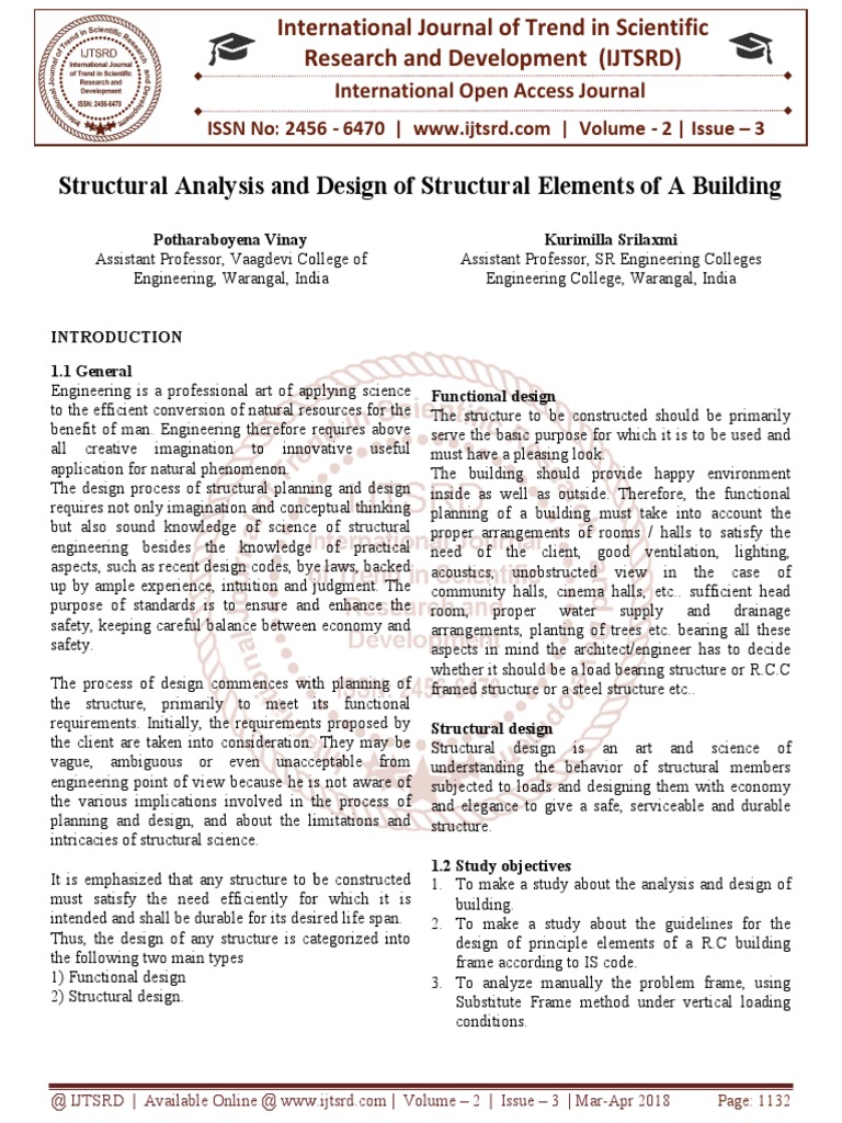 Structural Analysis and Design of Structural Elements of A Building ...