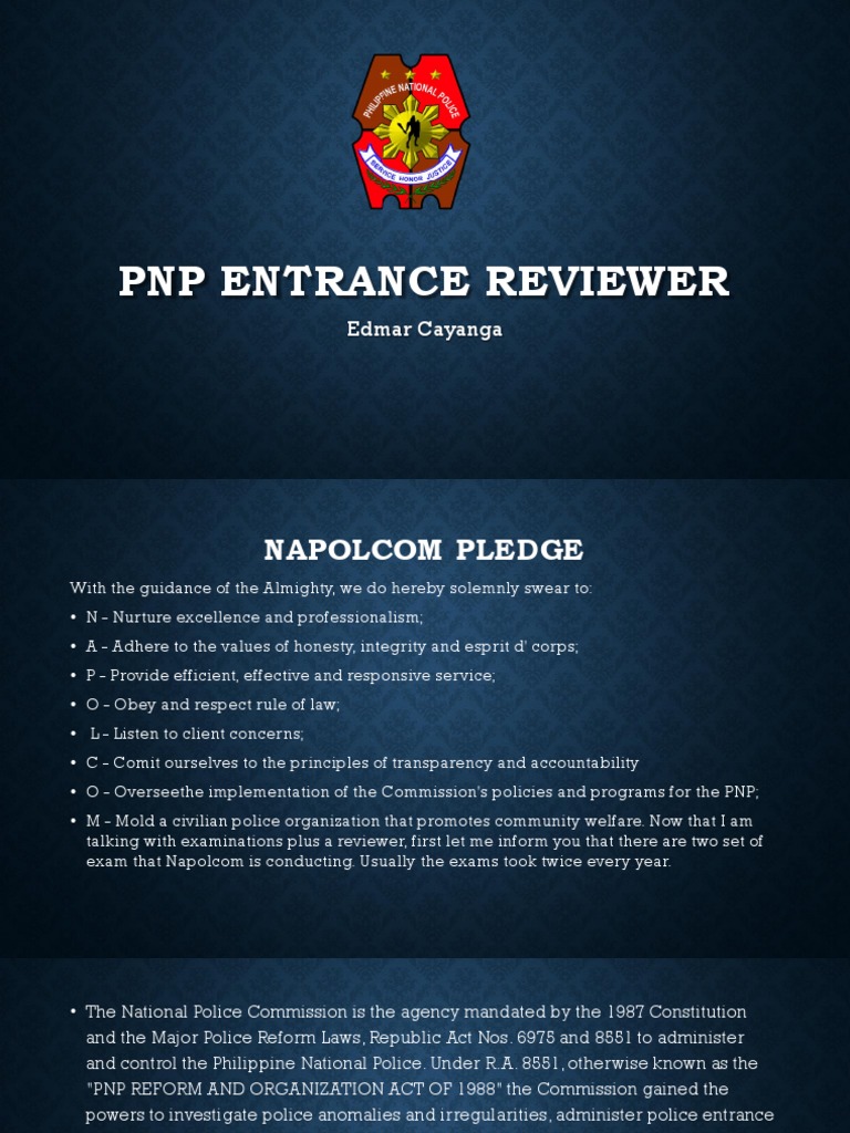 PNP Reviewer EBC | PDF | Inspector | Government