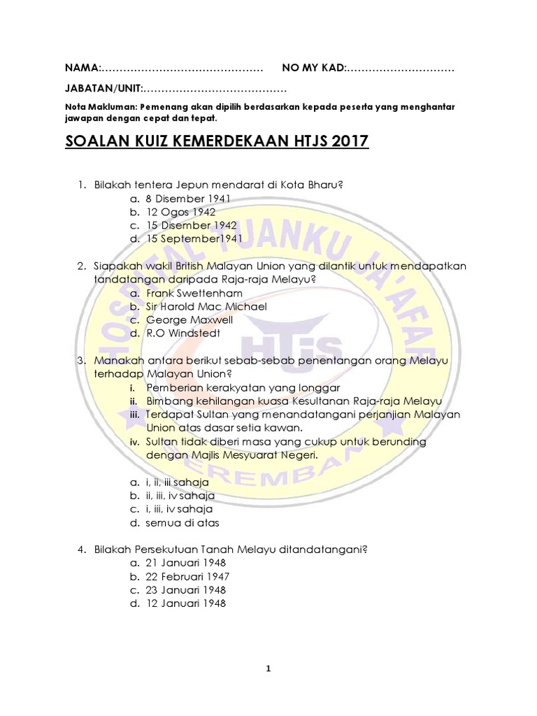 Kuiz Merdeka | PDF