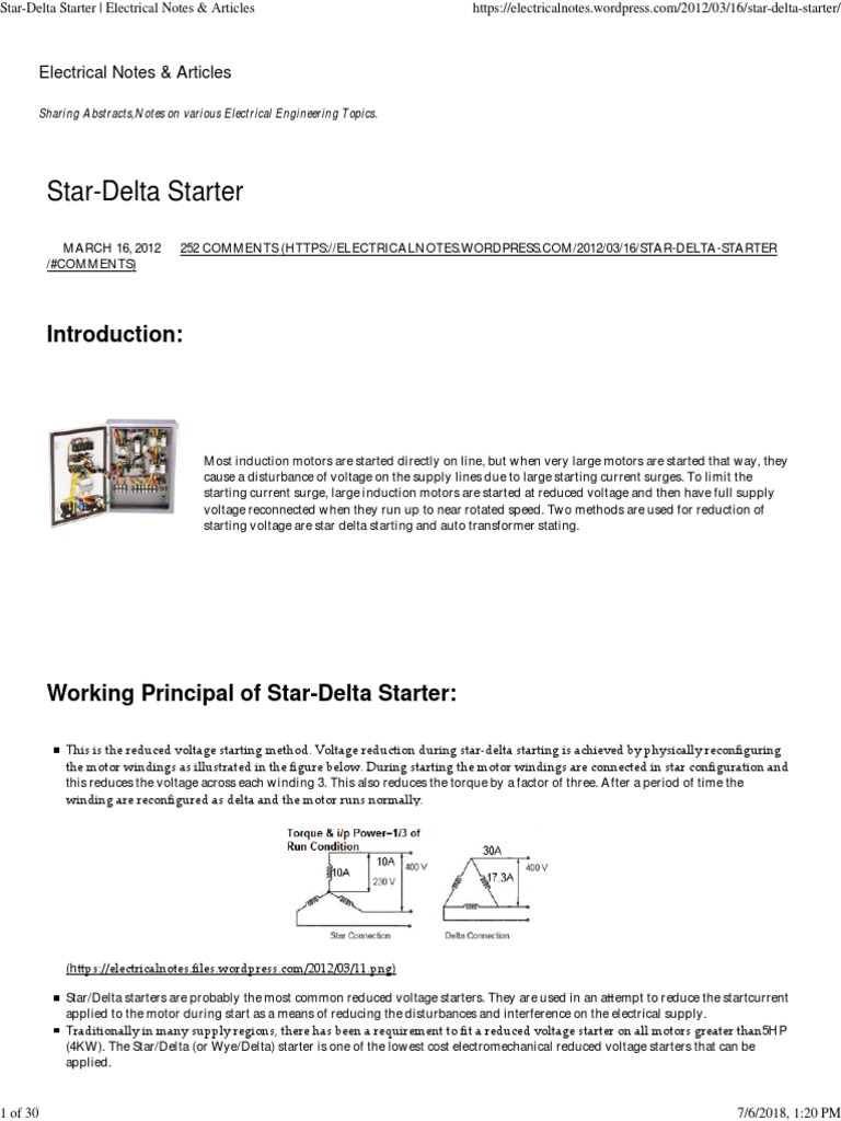 Star-Delta Starter - Electrical Notes & Articles PDF | PDF | Switch | Relay