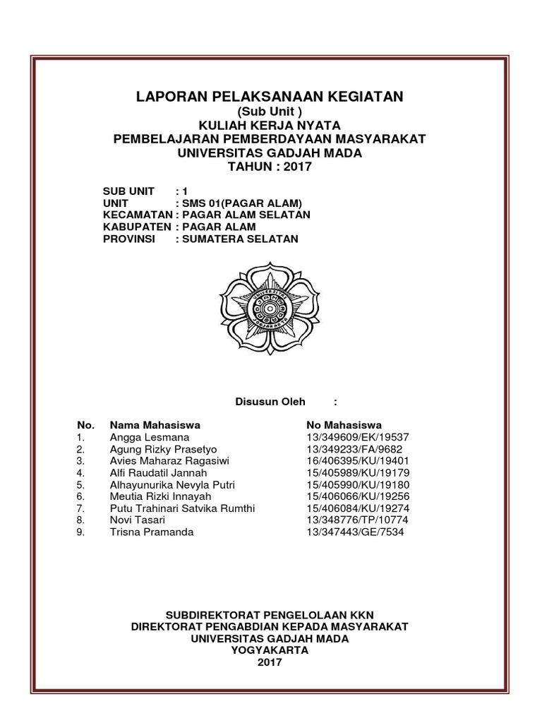 Contoh LPK Sub Unit