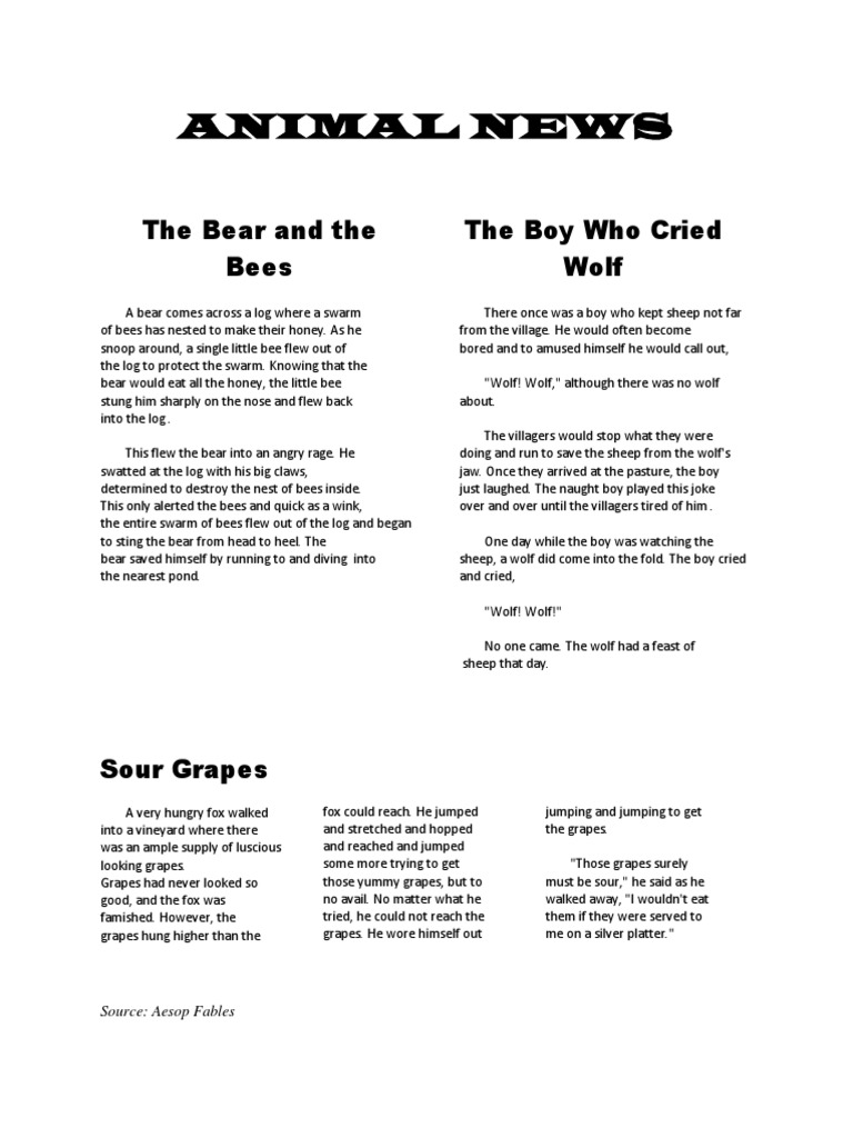 Project For School Animal News | PDF