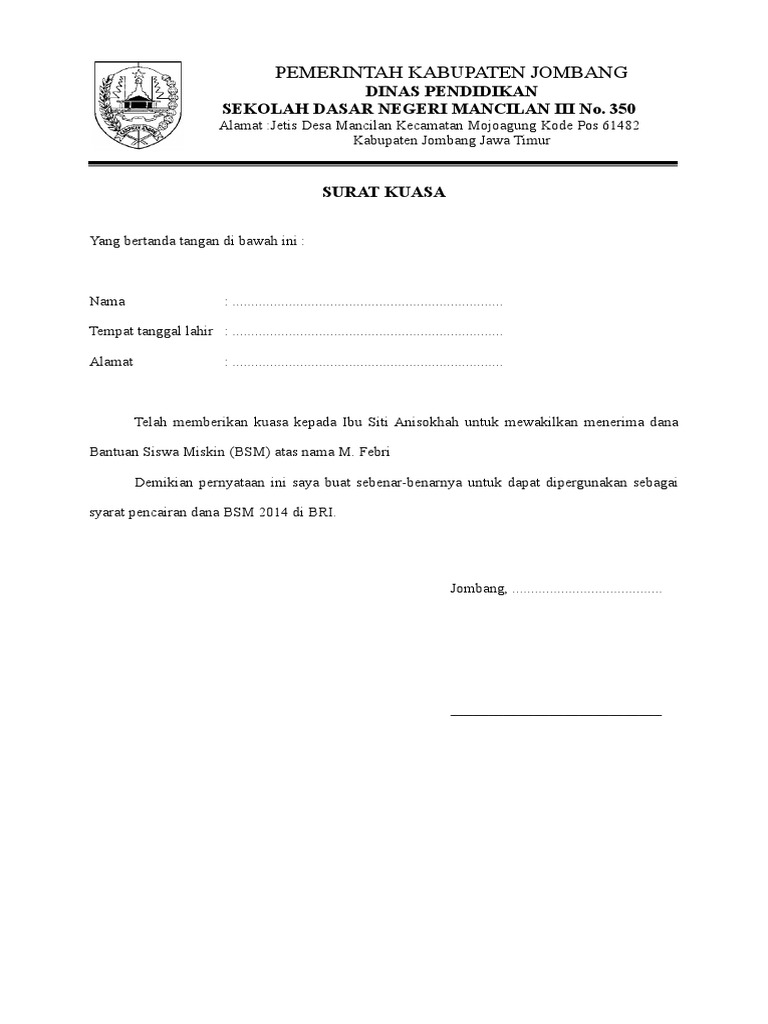 Surat Keterangan Pip BRI 2018 | PDF