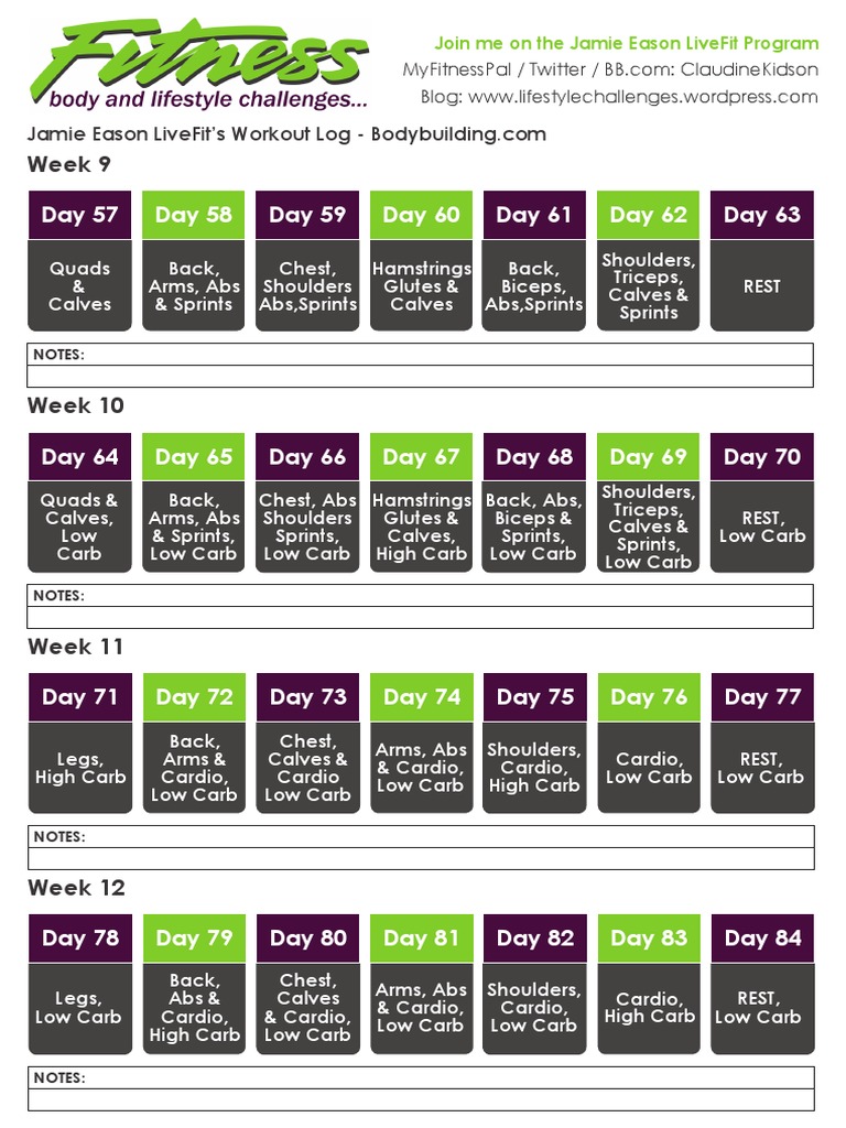 Jamie Eason LiveFit Phase 3 Workout Guide | PDF | Aerobic Exercise ...