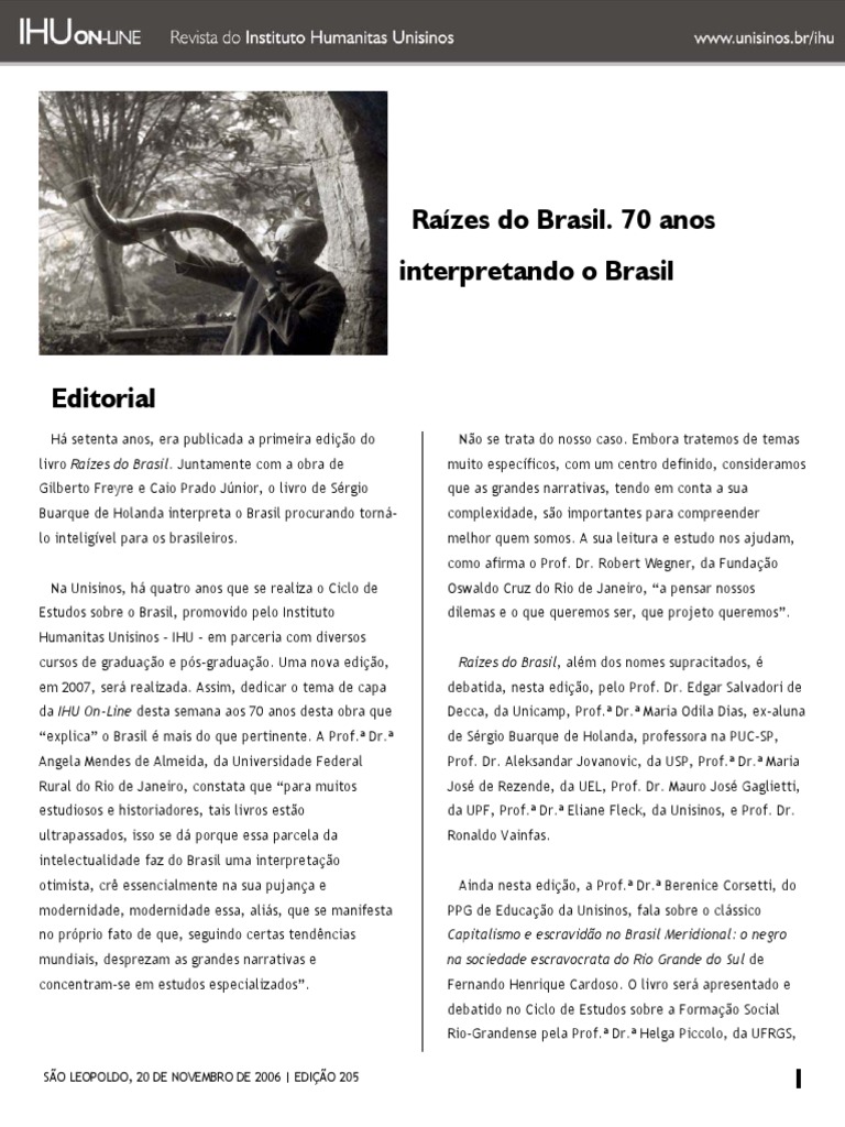 70 Anos De Raízes Do Brasil Reflexões Pdf Max Weber Brasil