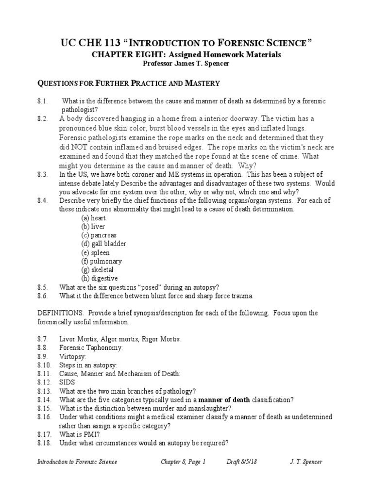 Chapter 8 Problems | PDF | Autopsy | Death