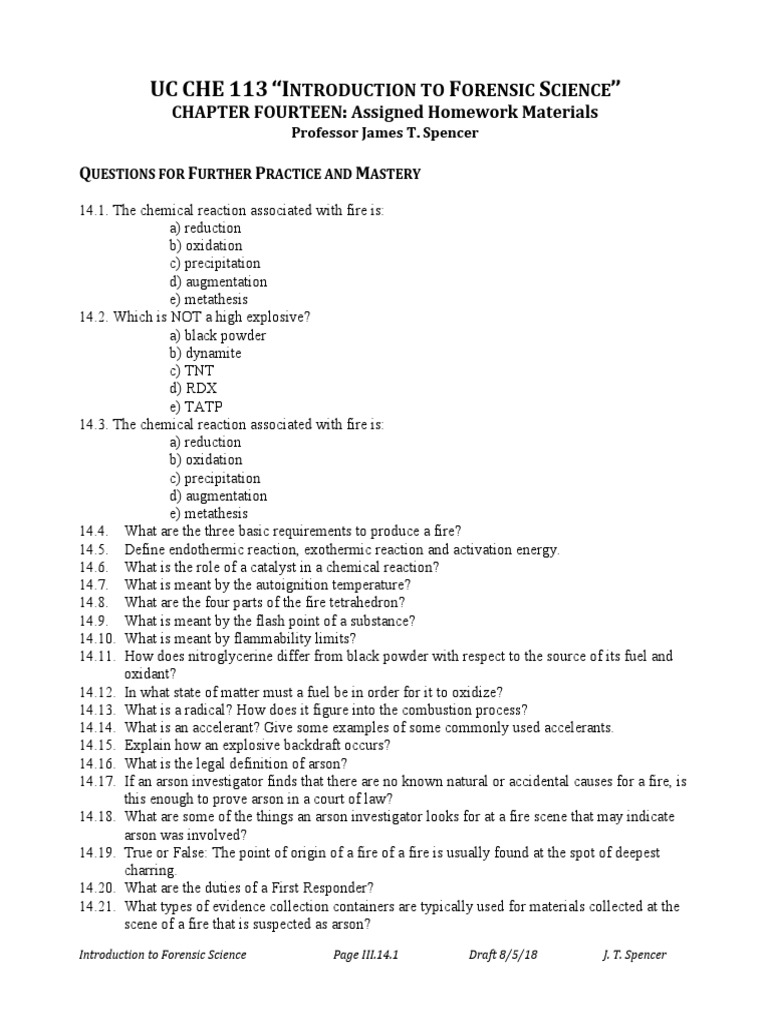 Chapter 14 Questions | PDF | Fires | Explosive Material