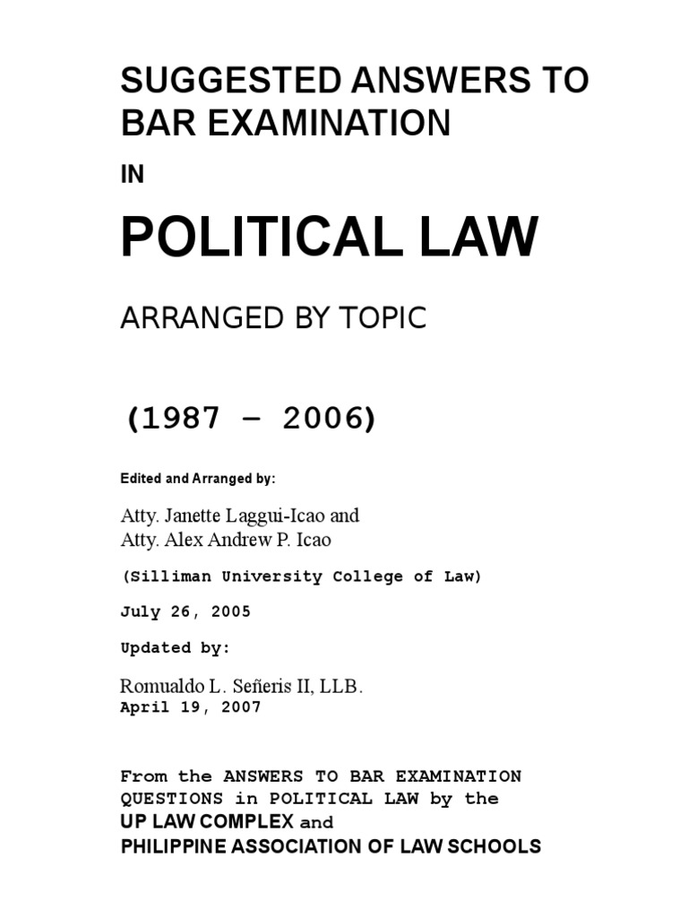 Bar Questions and Answers Political Law | PDF | Pardon | Judiciaries