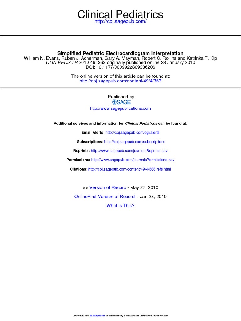 Clinical Pediatrics: Simplified Pediatric Electrocardiogram Interpretation | PDF ...