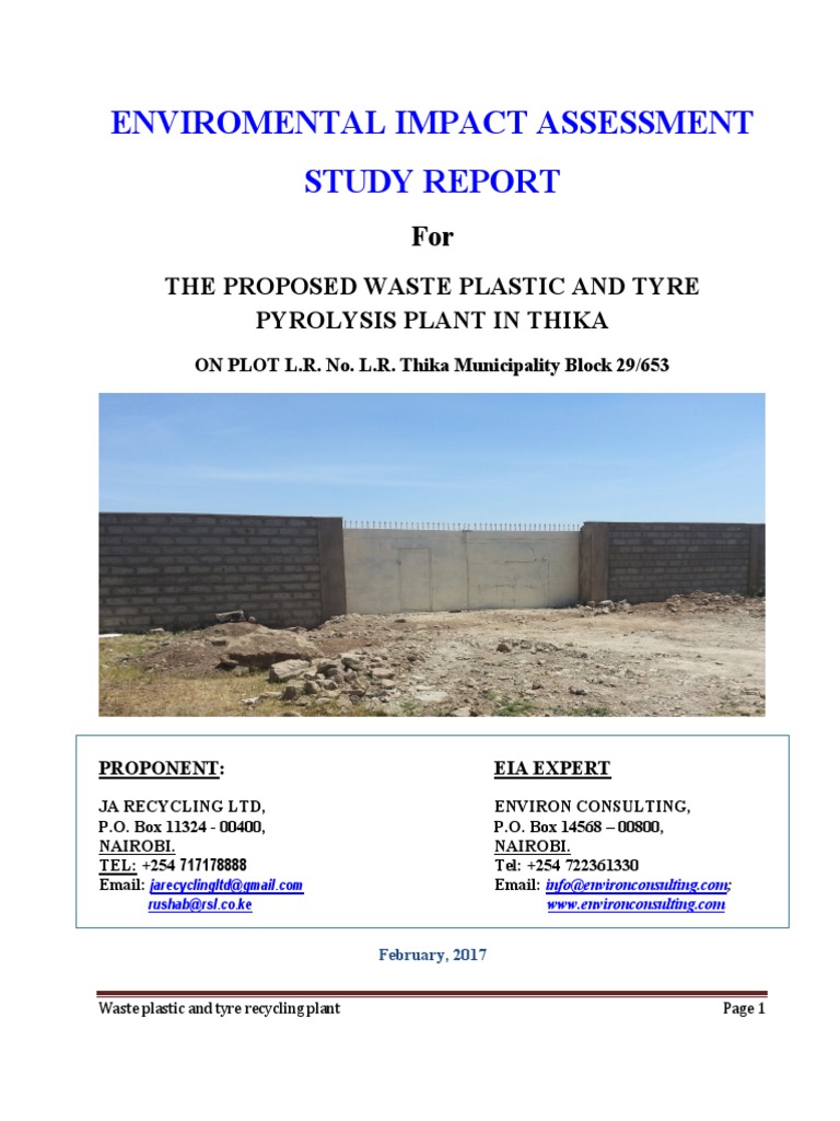 Thika Pyrolysis Plant EIA Report | PDF | Environmental Impact ...
