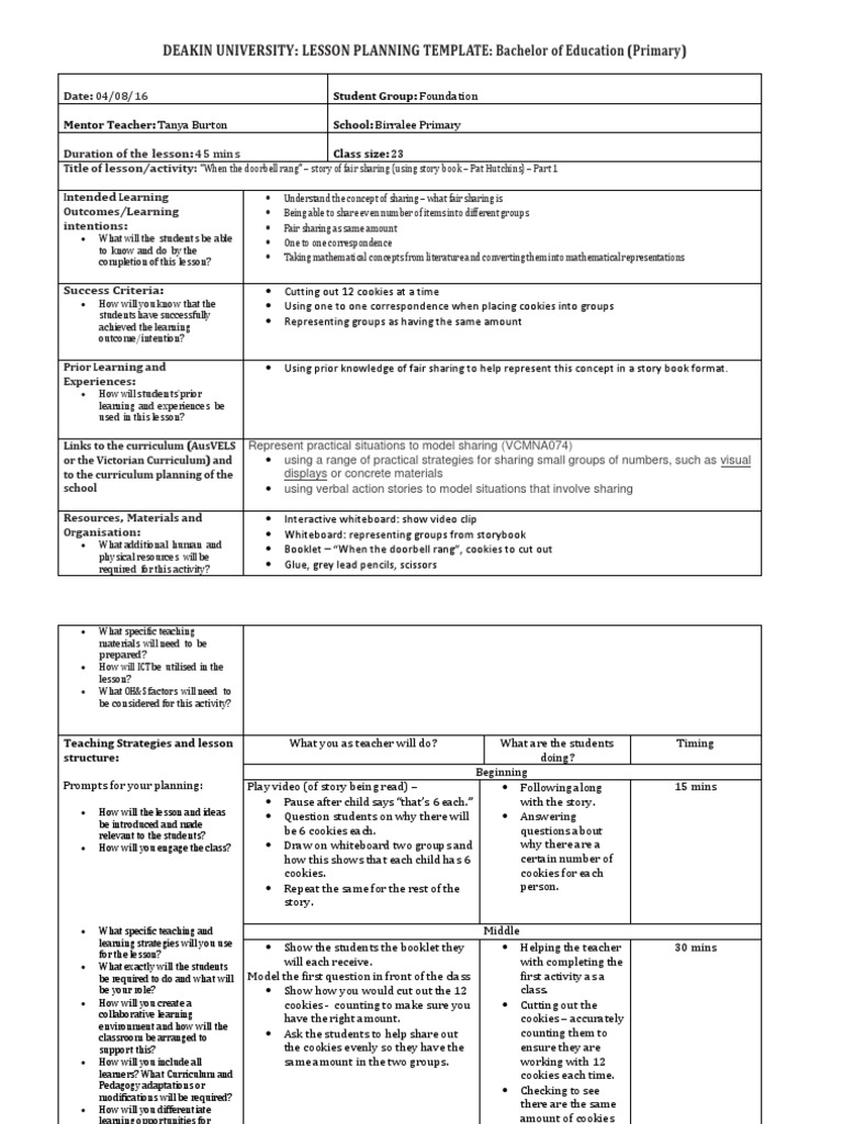 Birralee - Fair Sharing Story Part 1 | PDF | Teachers | Curriculum