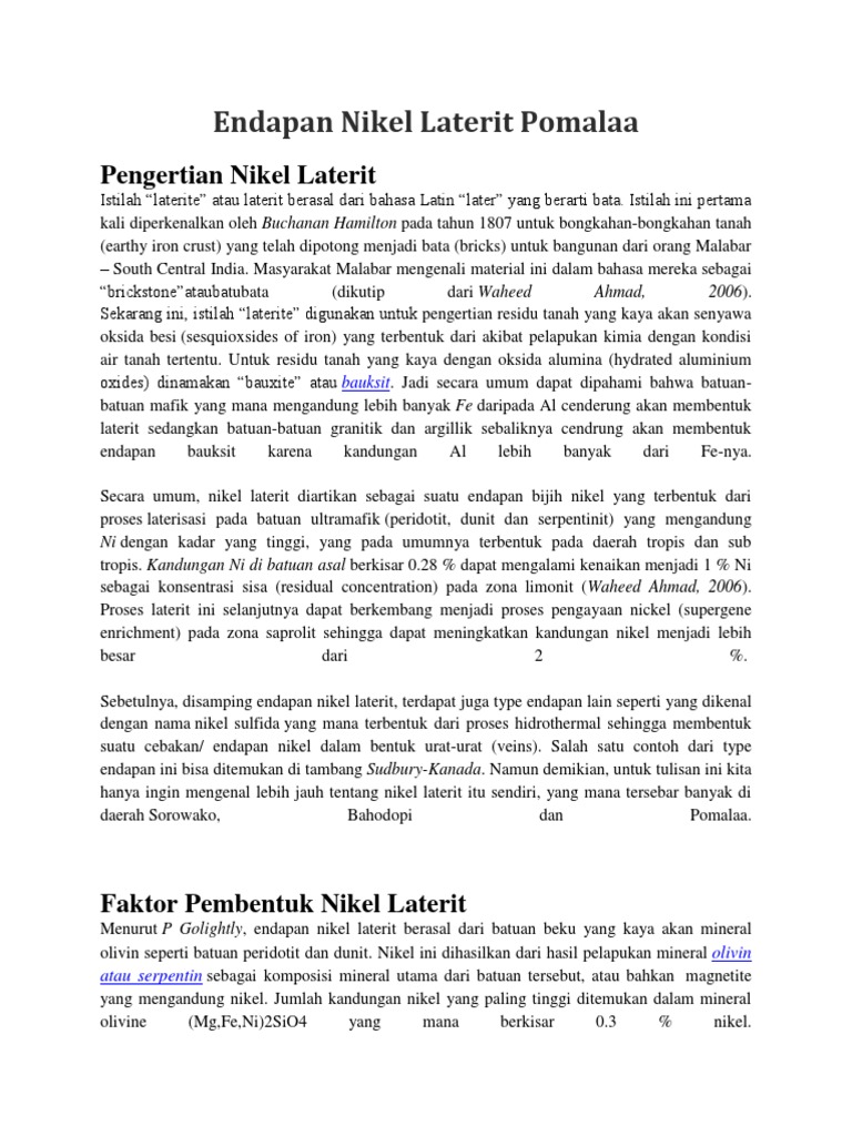 Endapan Nikel Laterit Pomalaa | PDF