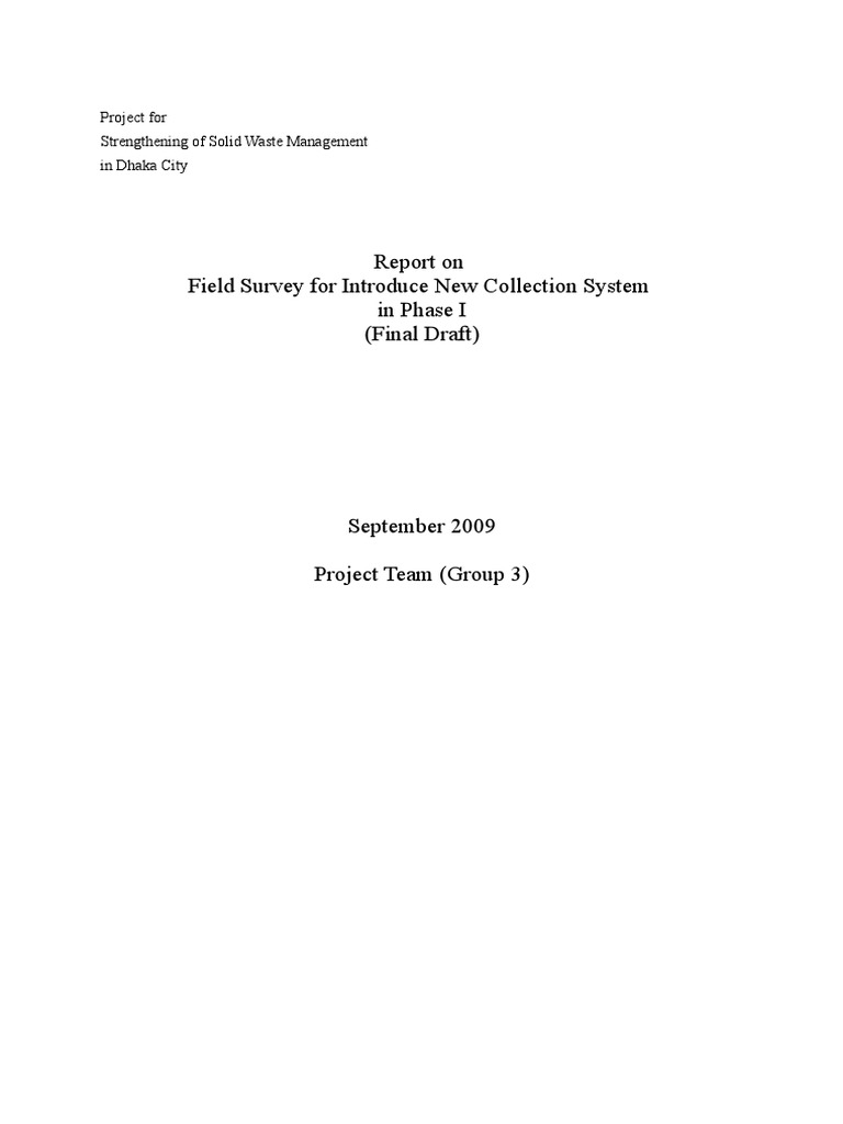 Dhaka Solid Waste Management Survey Report | PDF | Recycling ...