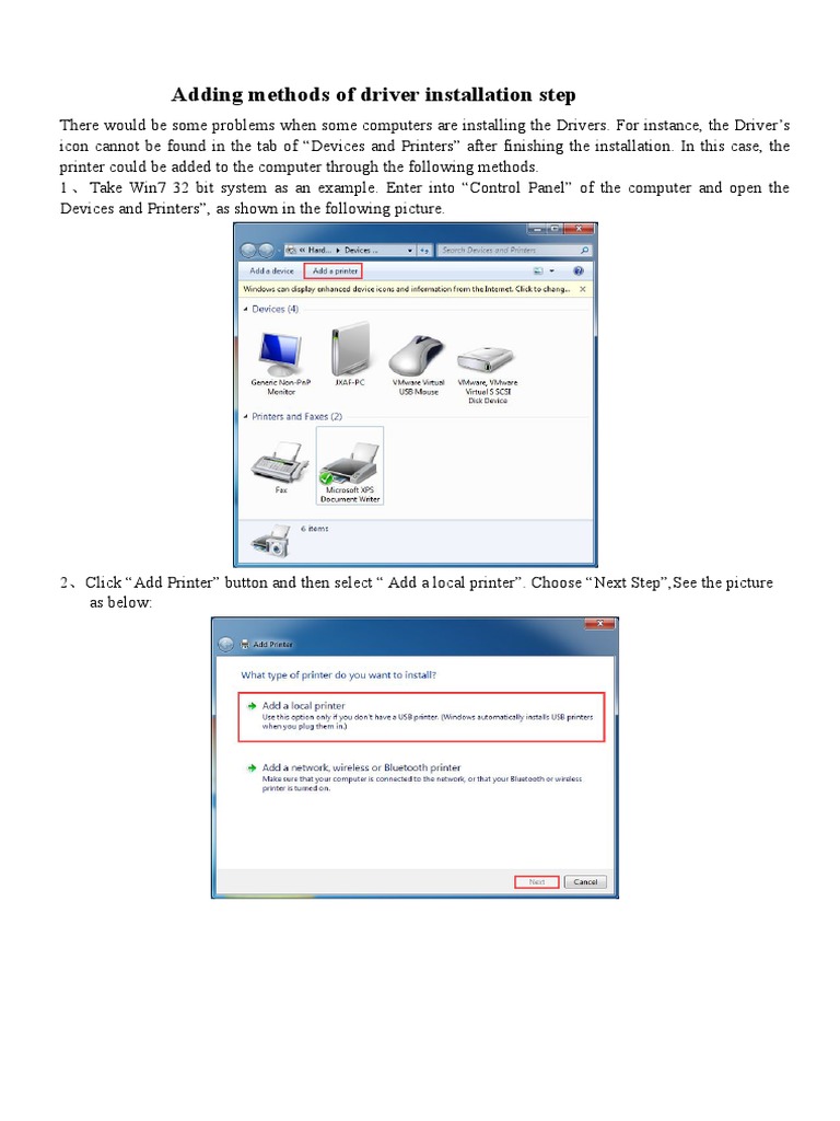 Printer Driver Installation Guide | PDF