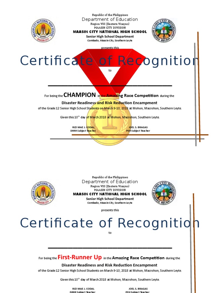Certificate DRR Encampment | PDF | Secondary Education | Educational Stages