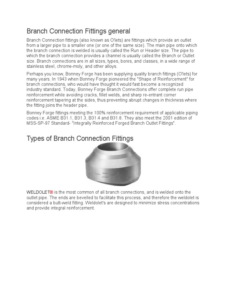 Branch Connection Fittings | PDF