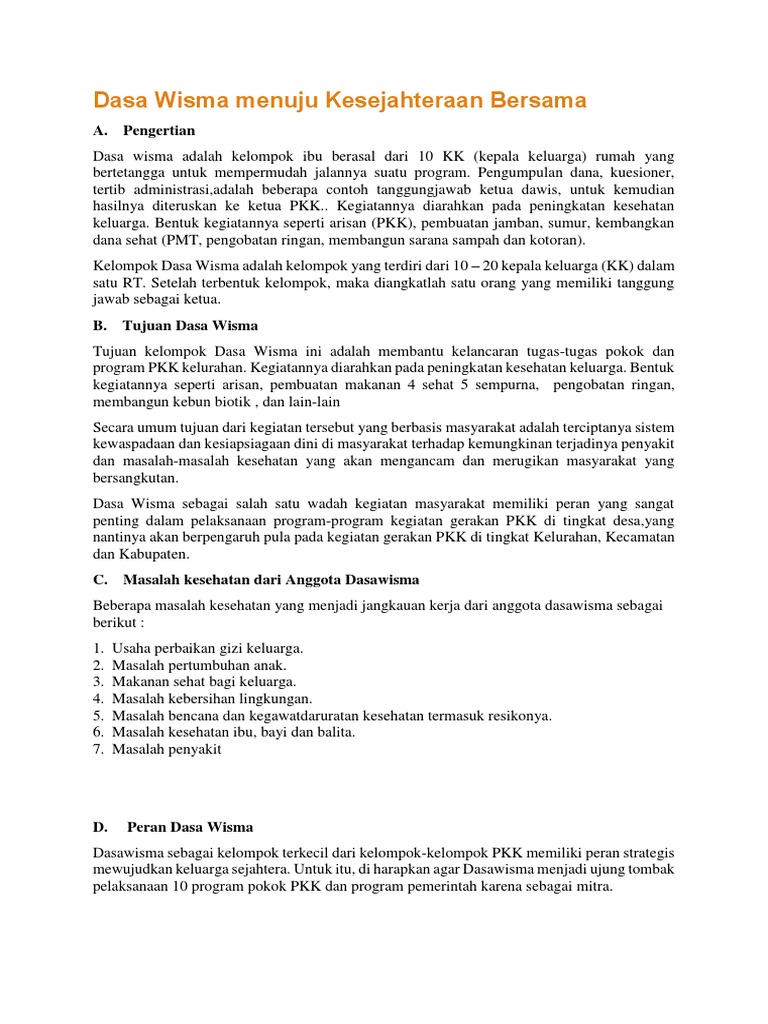 Dasa Wisma | PDF | Pengembangan Diri