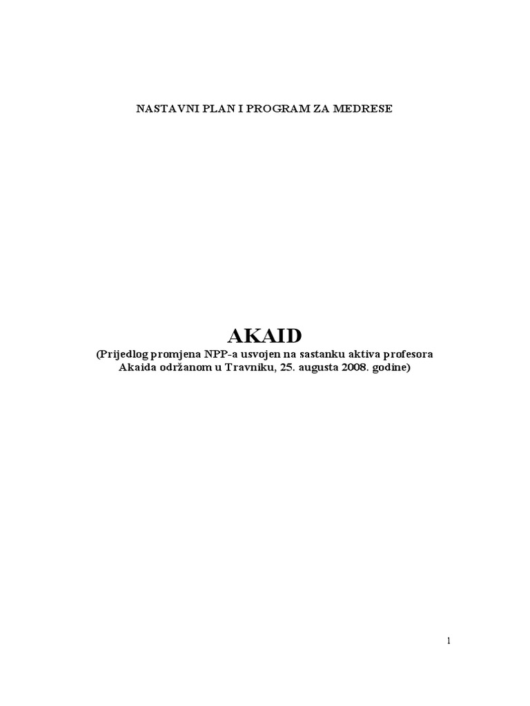 02 Akaid Program Za Medrese PDF | PDF